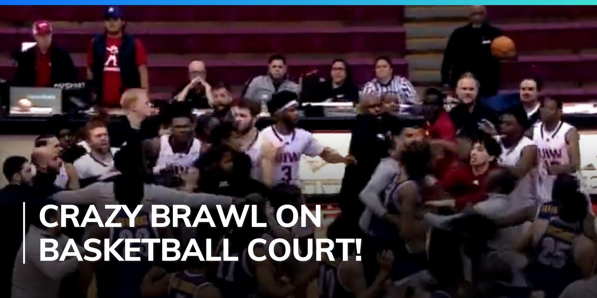 Video captures intense fight after college basketball game between ...