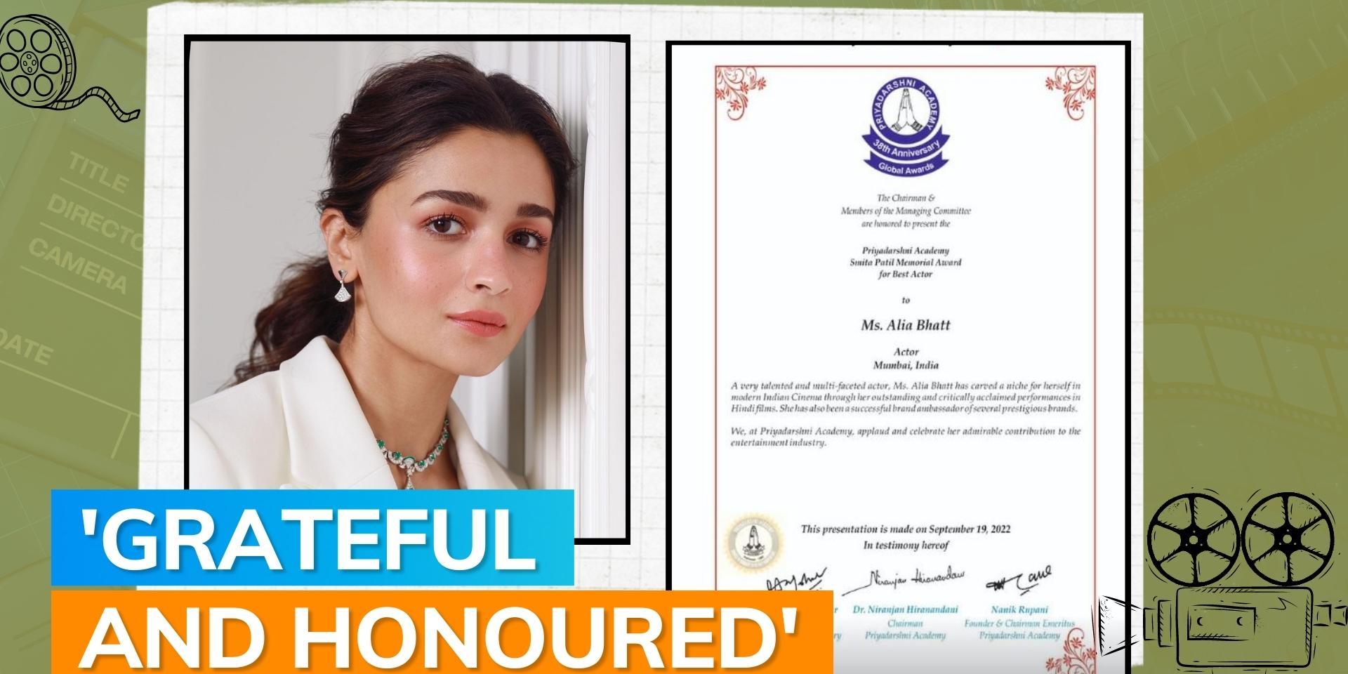 Alia Bhatt on winning Smita Patil Memorial Award for Best Actor: ‘I’ll ...