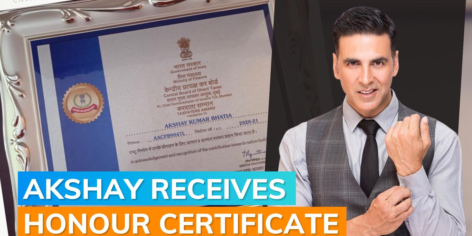 Akshay Kumar Receives ‘samman patra’ for being ‘the highest taxpayer ...