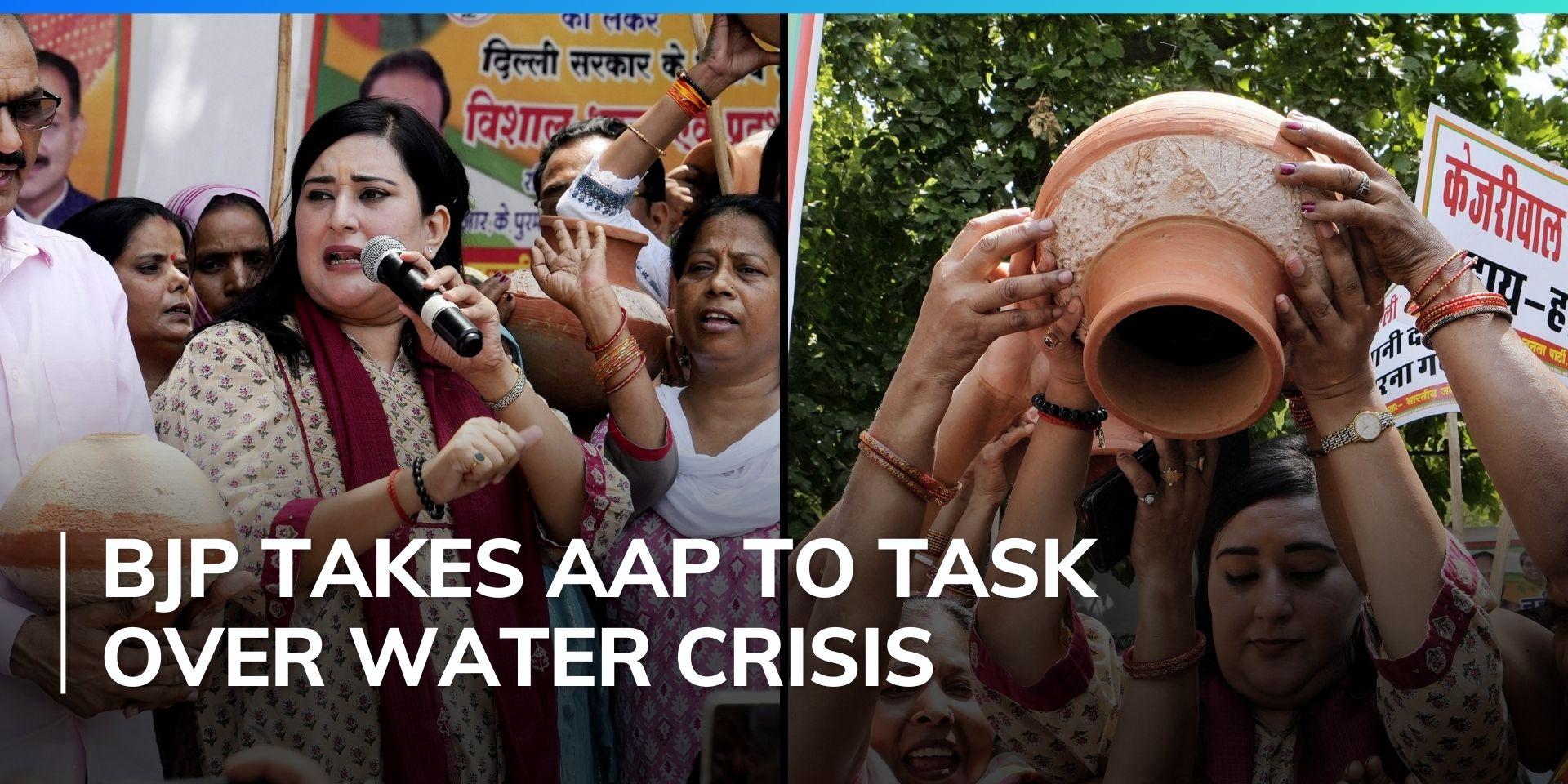 BJP launches ‘matka phod’ protest as Atishi seeks police protection for ...