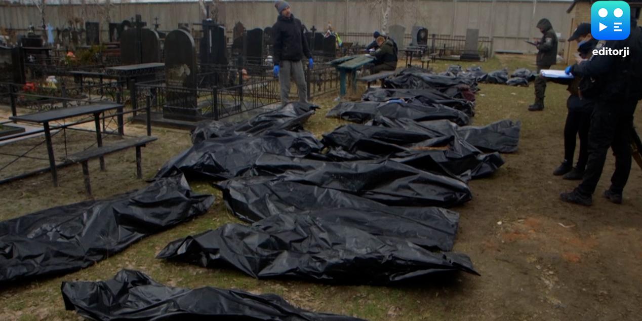 Rows of body bags line the streets in Ukraine‘s Bucha - Ukraine’s Bucha ...