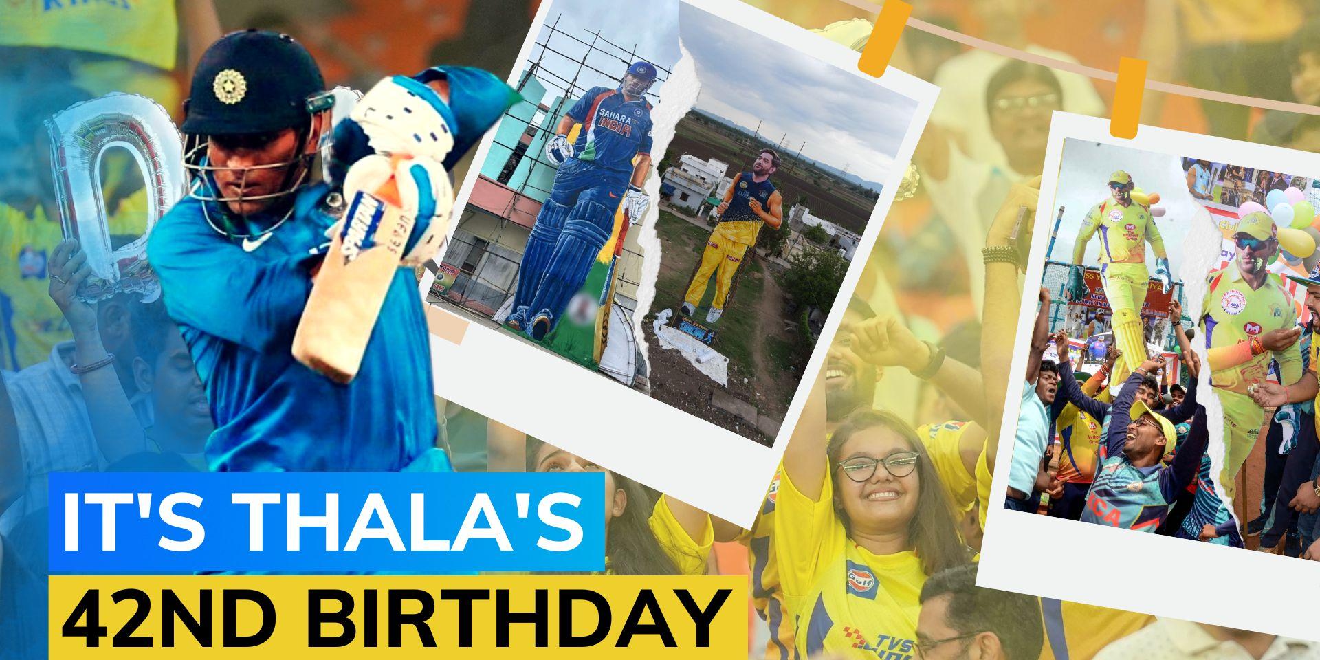 Fans celebrate MS Dhoni‘s 42nd Birthday, install 77-feet cutout in ...