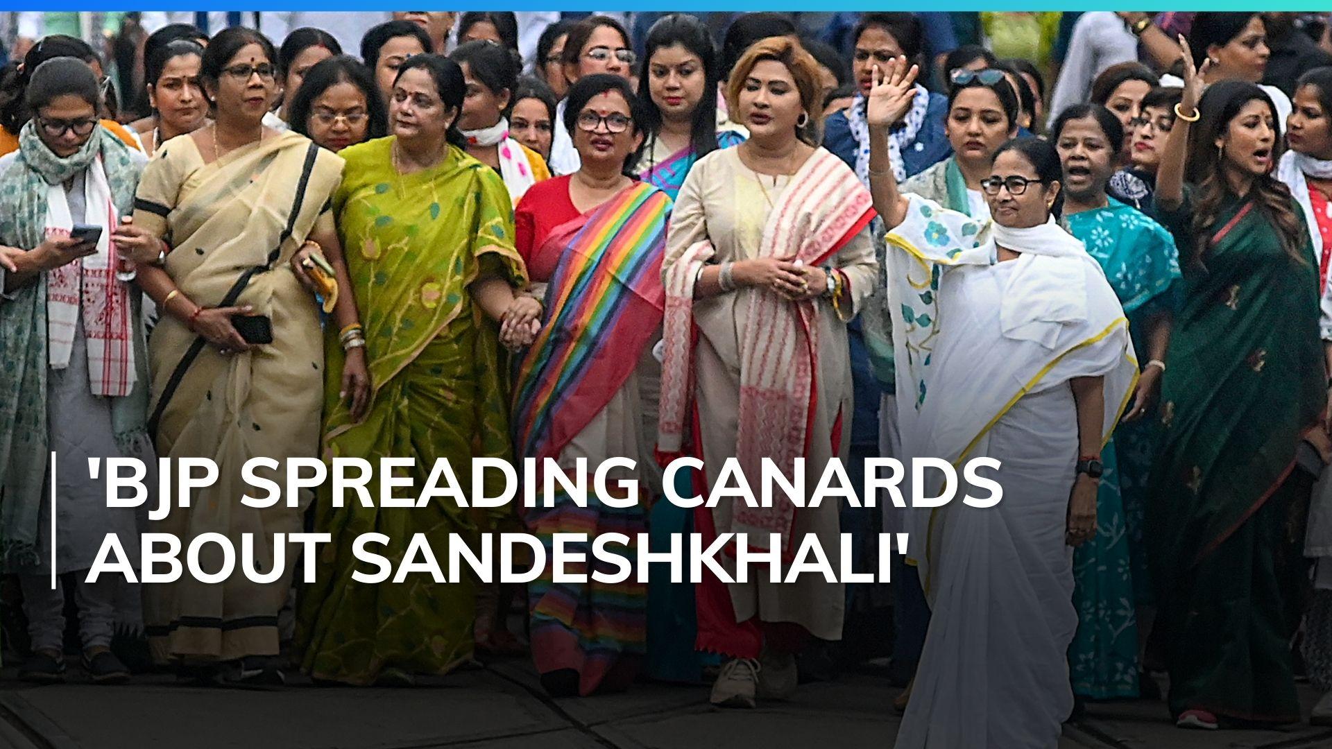 Mamata Banerjee leads women‘s rally in Kolkata amid Sandeshkhali row ...