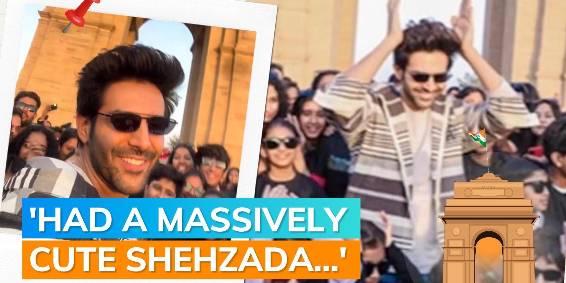 ‘Shehzada’: Kartik Aaryan dances with fans at the launch of film’s title track at India Gate ...