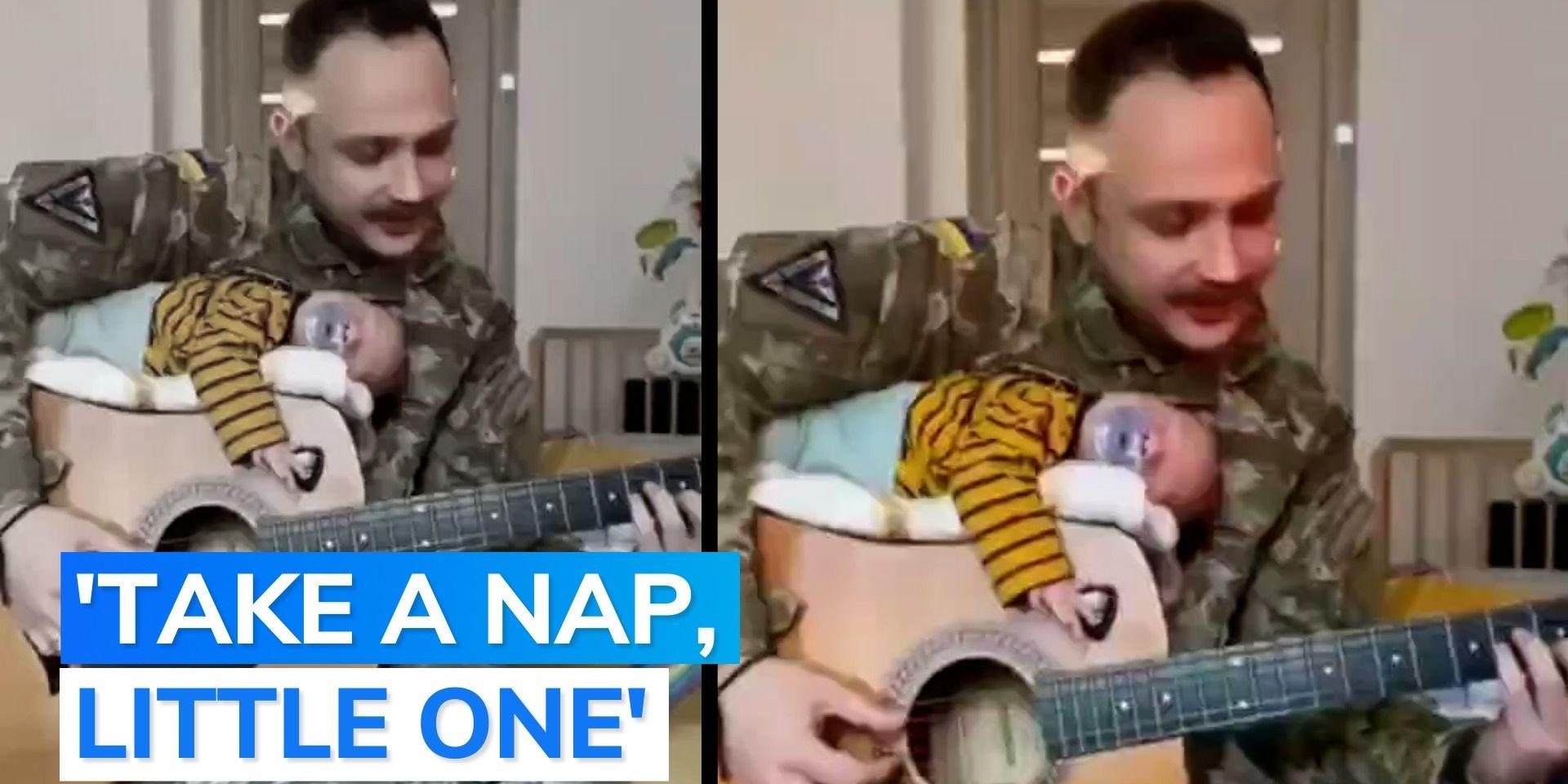 Watch: Ukraine soldier puts baby to sleep singing lullaby over Russian ...