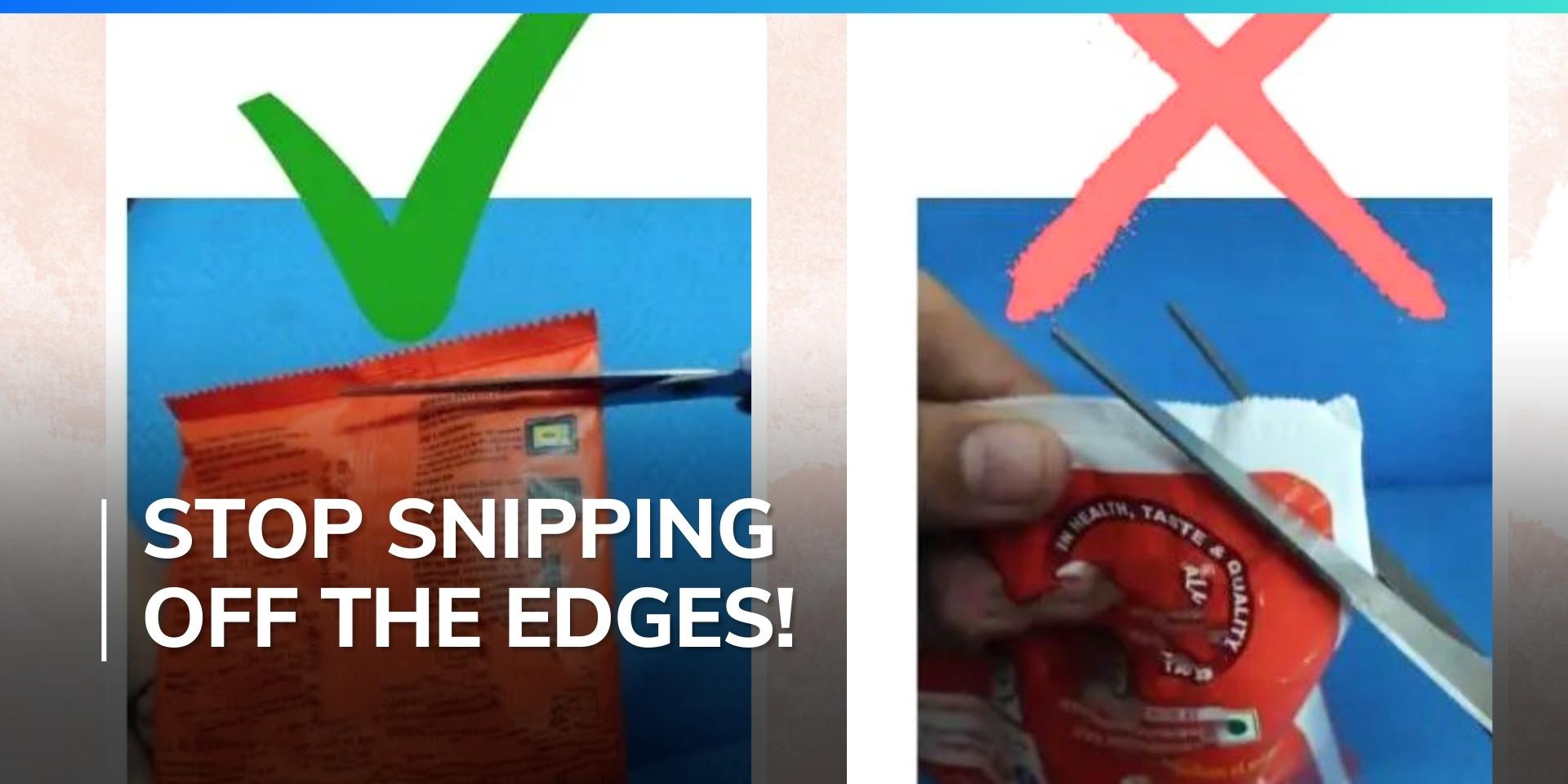 UNICEF India cautions against cutting the tips of plastic packets with ...