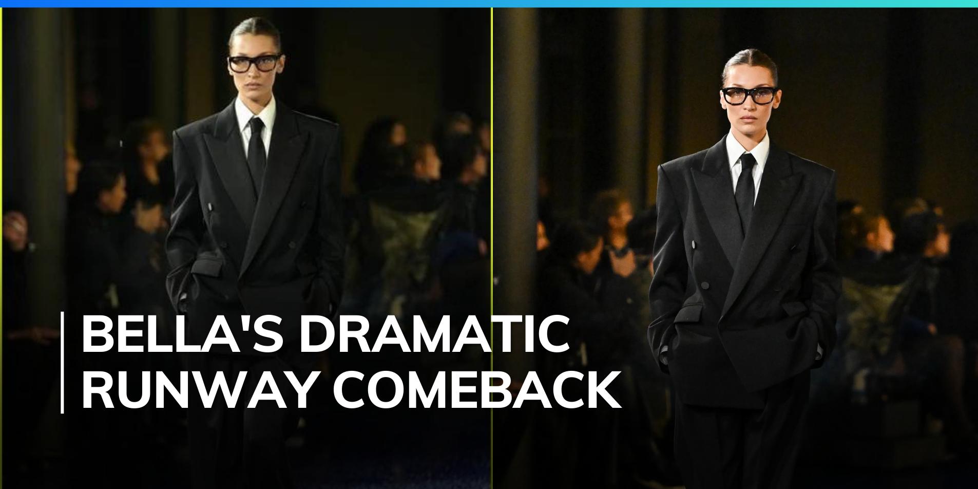 Bella Hadid returns to the runway, leaves audience gasping with her ...