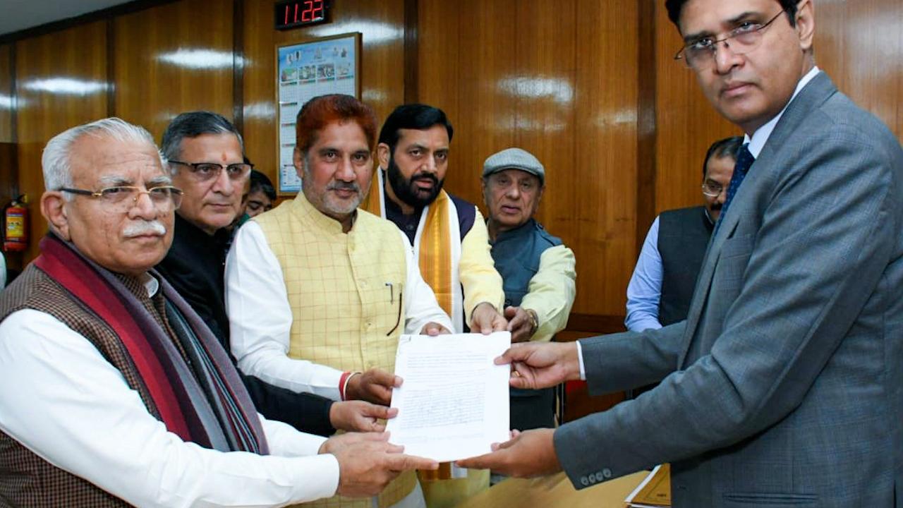 BJP‘s Subhash Barala files nomination for lone RS seat in Haryana ...