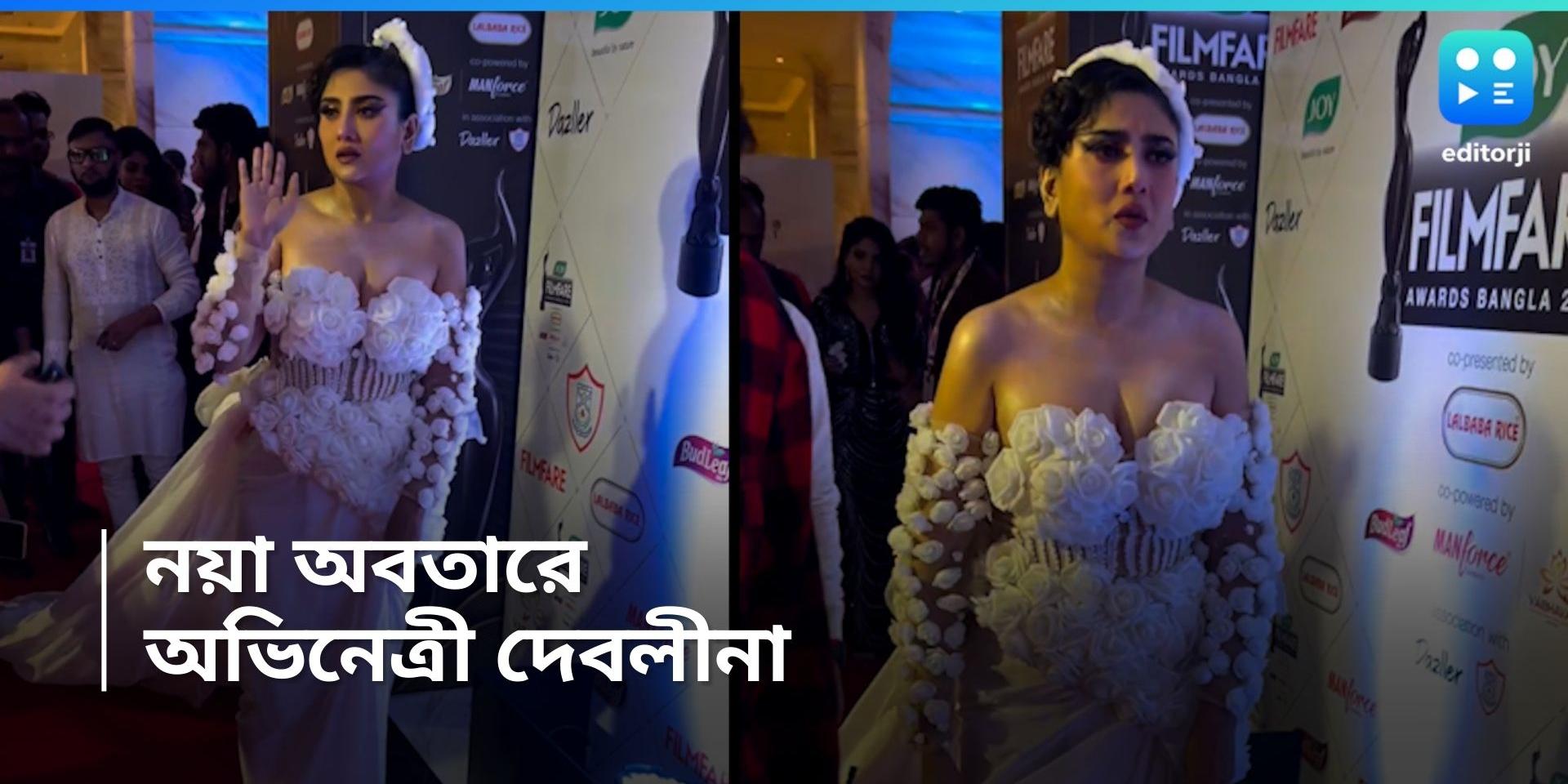 Deboleena Dutta dressed flower gown in film fare award - Deboleena Dutta: ফিল্ম ফেয়ারে শুভ্র ...