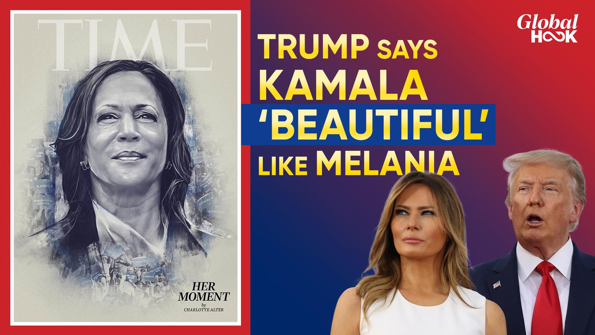 Donald Trump calls Kamala Harris beautiful, claims she looks like ...