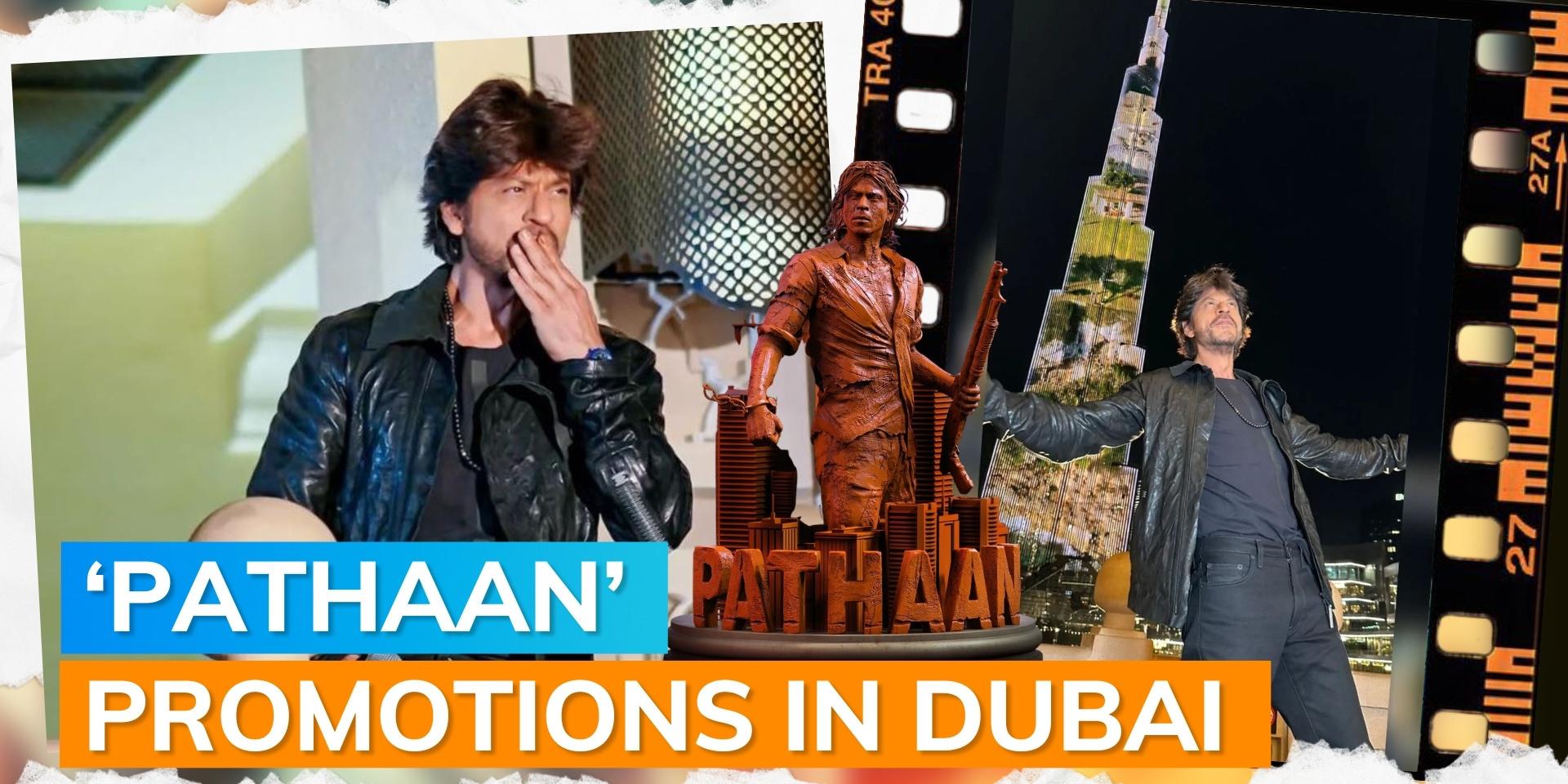 Shah Rukh Khan does his signature pose as ‘Pathaan’ trailer plays on Burj Khalifa; performs hook ...