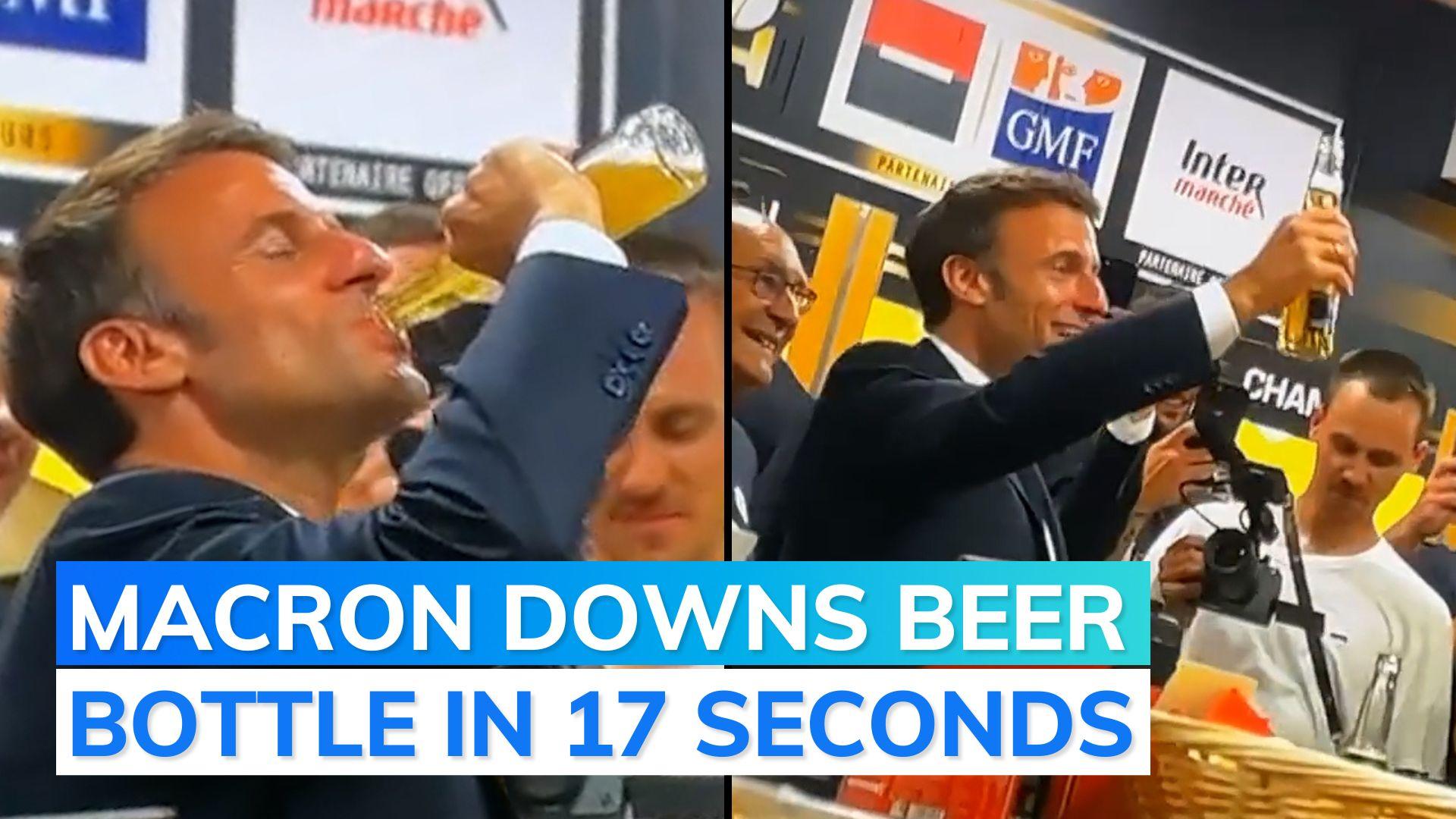 Video of France President drinking beer goes viral, sparks political ...