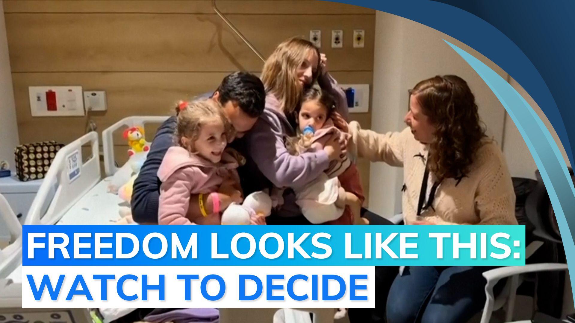 Israeli family reunites after mother and two daughters are released ...