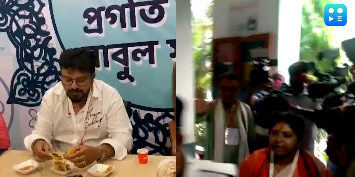 Tmc candidate Babul Supriyo taking brake fast, Bjp‘s Keya Ghosh busy to ...
