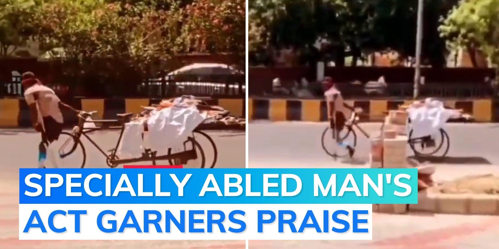 Watch | Social media users hail specially abled man‘s persevering act ...