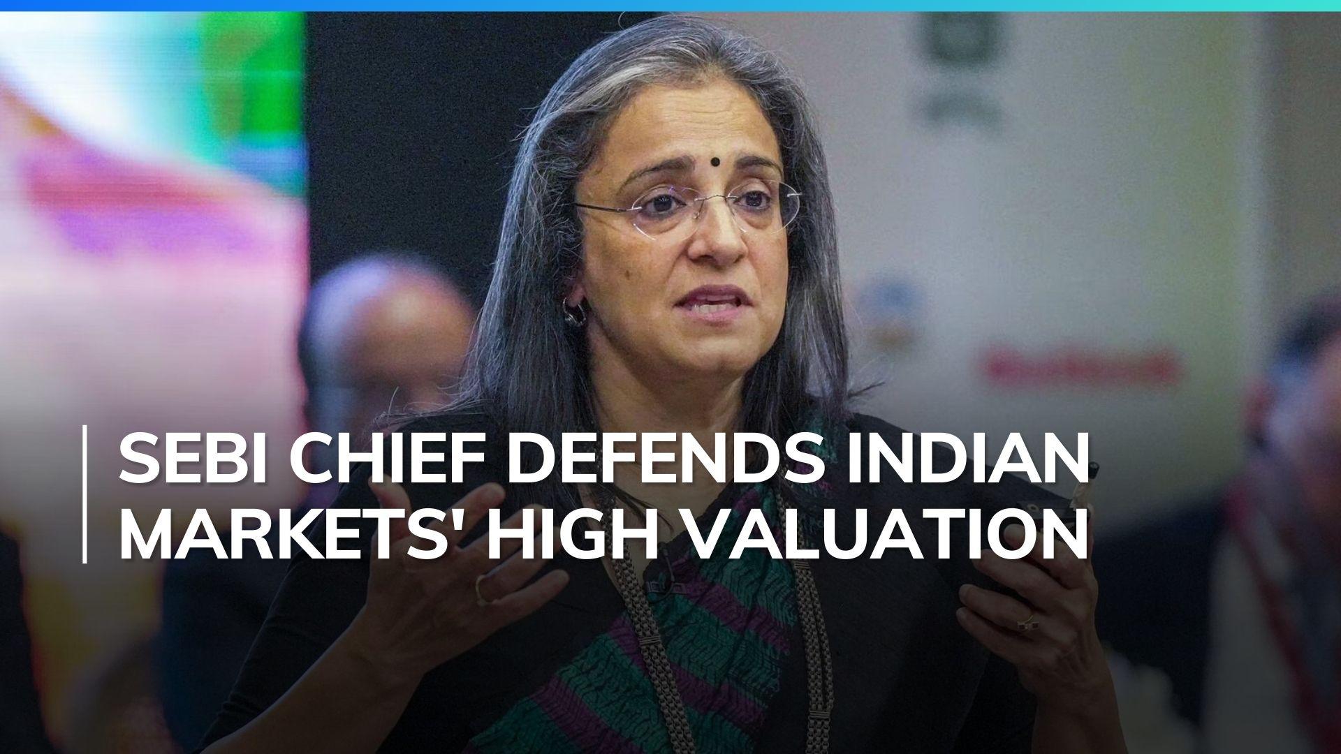 SEBI Chief Madhabi Puri Buch justifies Indian markets‘ premium valuation | Editorji