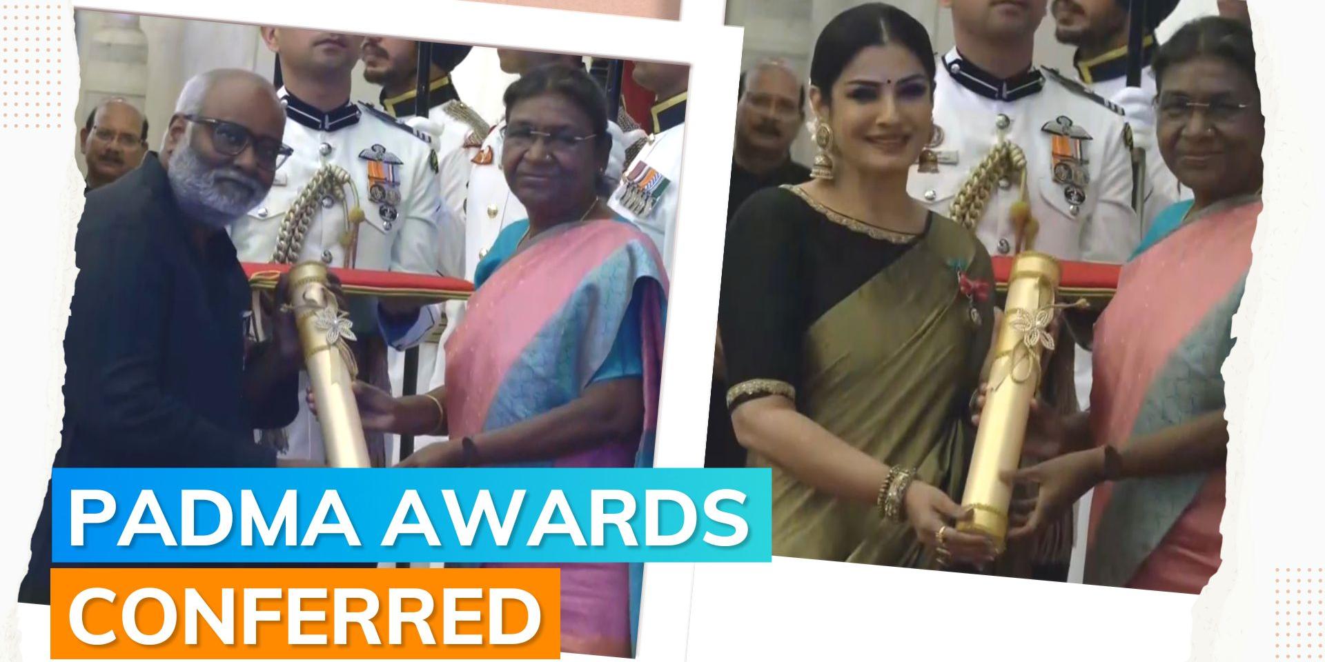 Raveena Tandon, MM Keeravani receive Padma Shri from President Droupadi ...