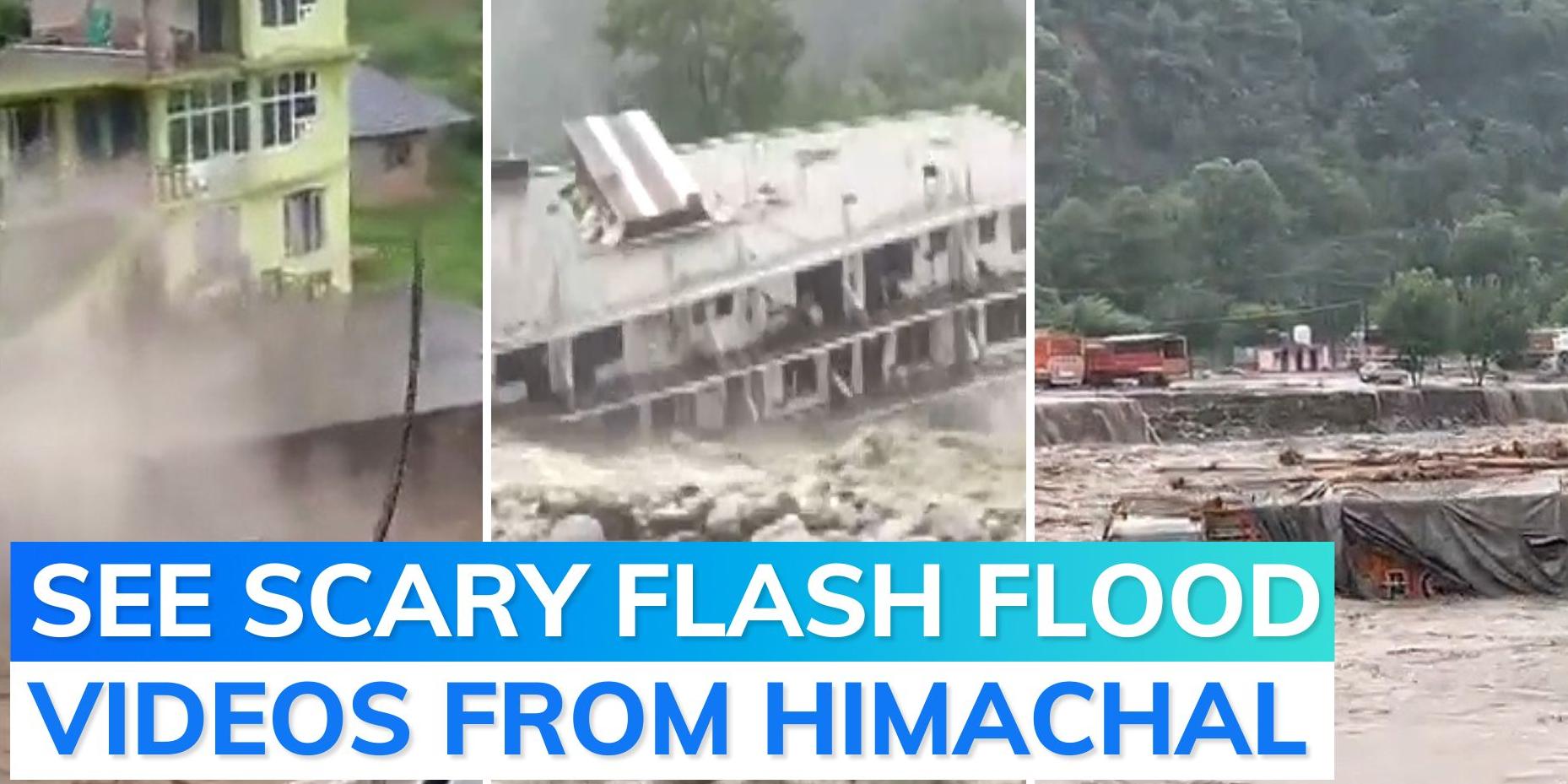 Viral flash flood videos: cars swept away, house and hotel collapsing in Himachal | Editorji