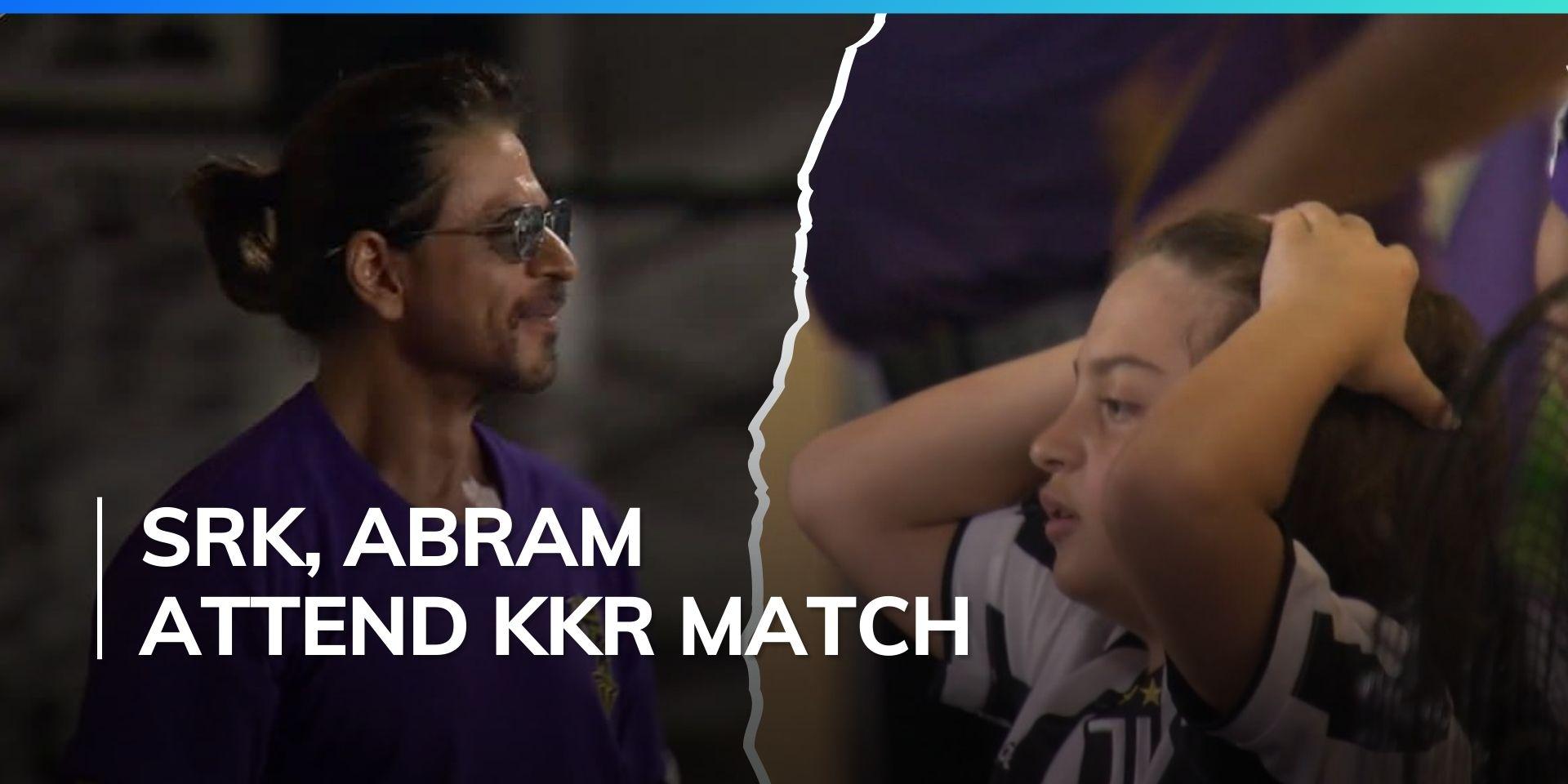 Shah Rukh Khan Abram Cheer For Kolkata Knight Riders At Eden Gardens