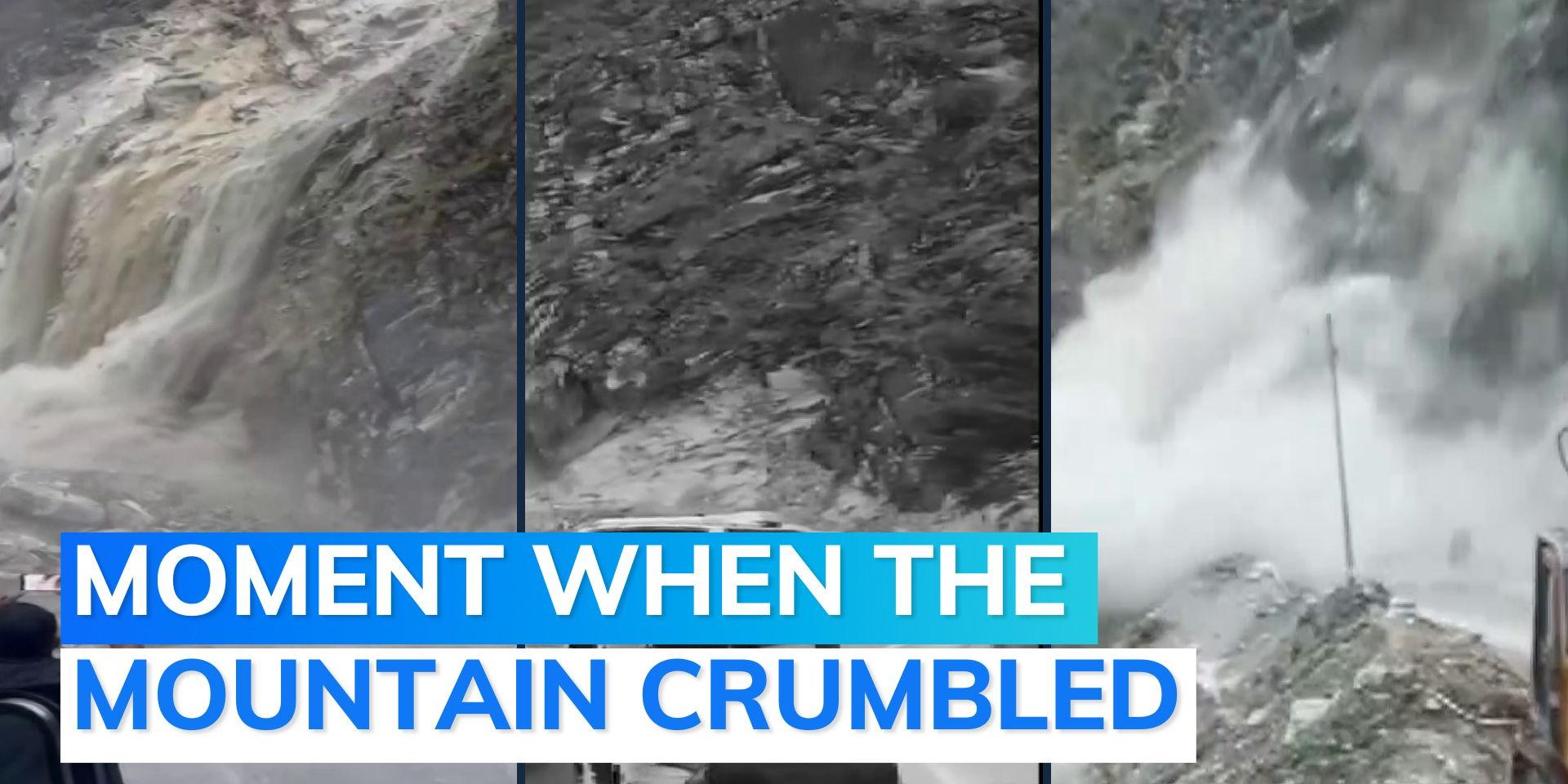 Watch: landslide on Badrinath highway, vehicles stuck due to road ... Watch: landslide on Badrinath highway, vehicles stuck due to road ...