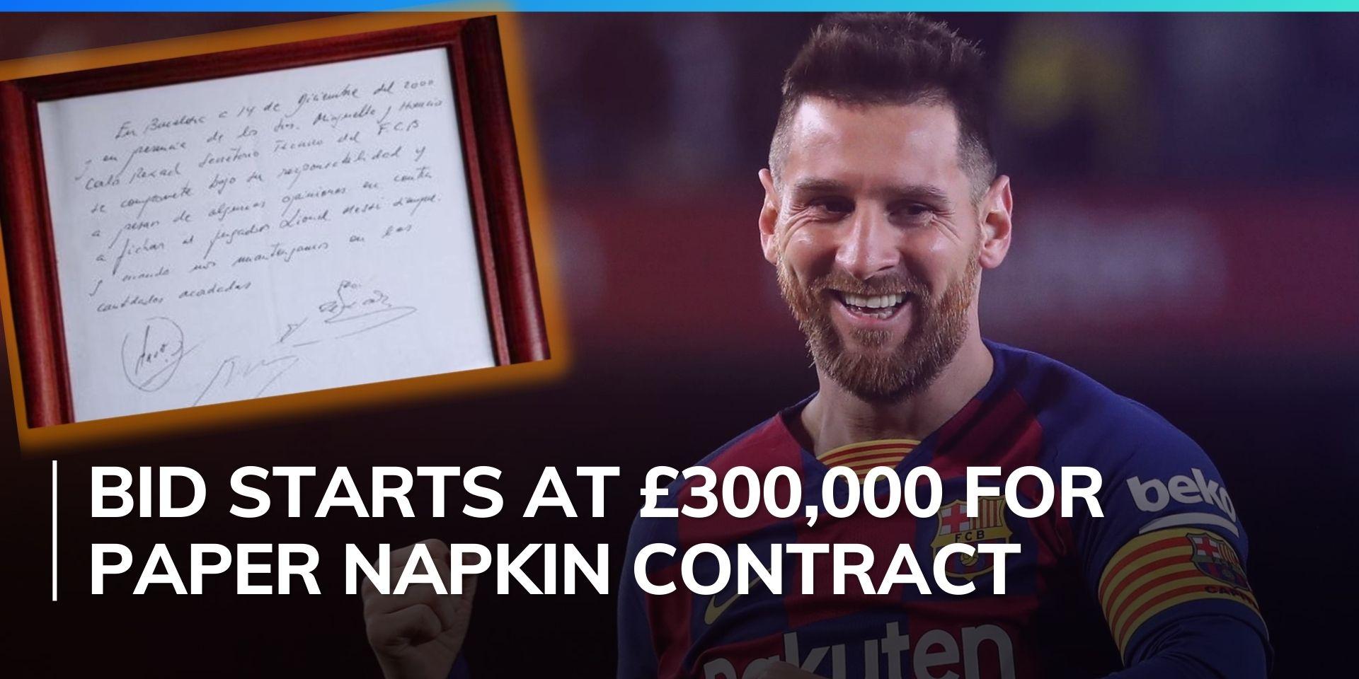 Napkin that Messi signed for his move to Barcelona to be auctioned in ...