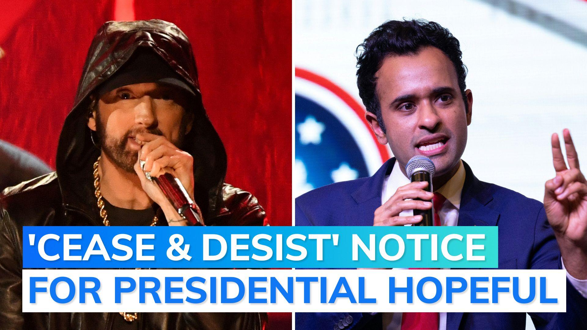 Eminem asks Vivek Ramaswamy to stop rapping his songs on campaign trail ...