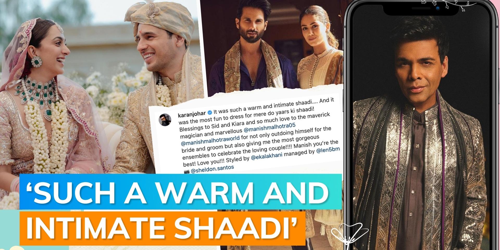 Karan Johar and Mira Rajput share pictures from Sidharth Malhotra-Kiara Advani wedding | Editorji