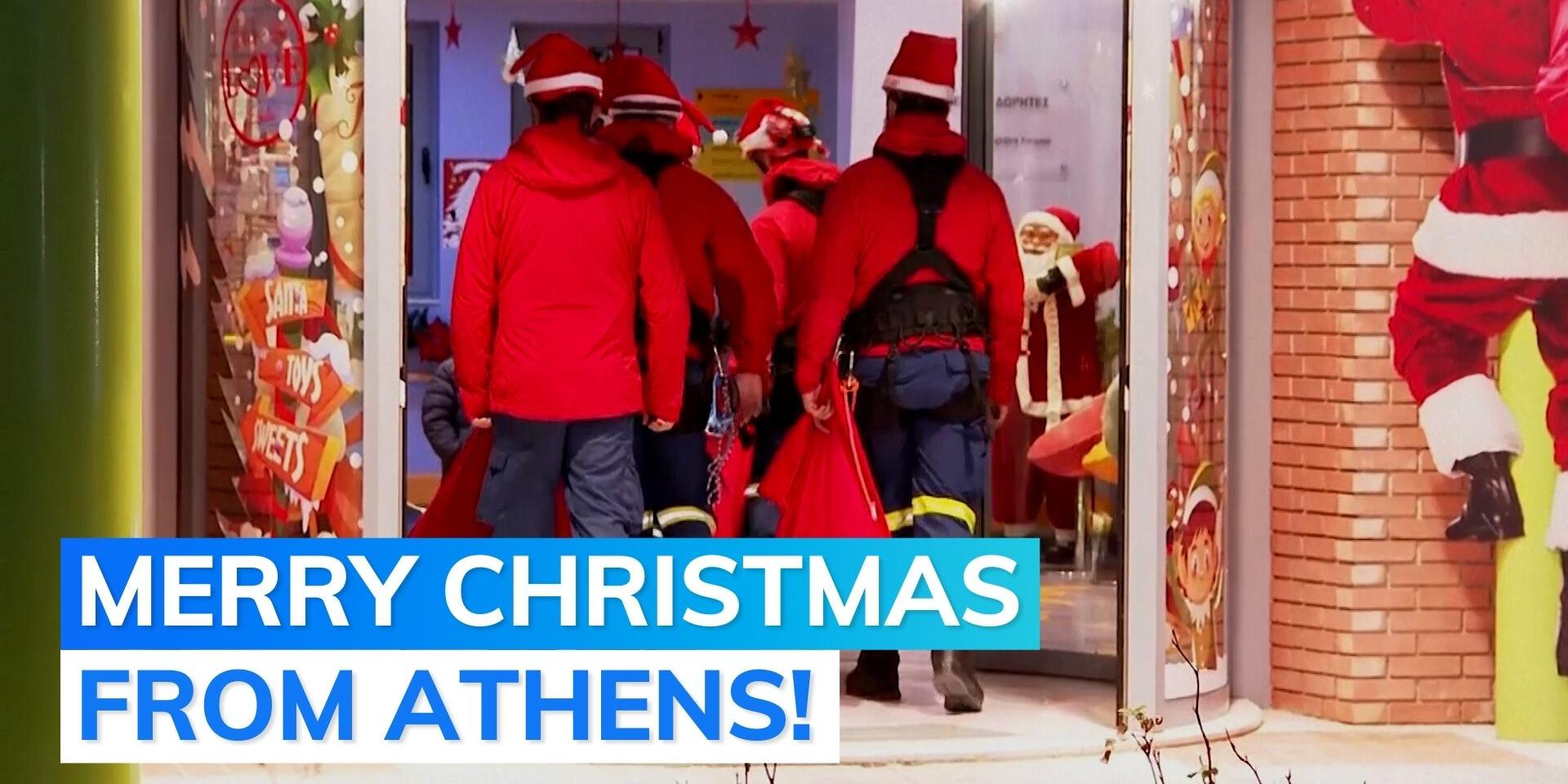 Watch: Firefighters turn into Santa for ailing children at a Greece ...