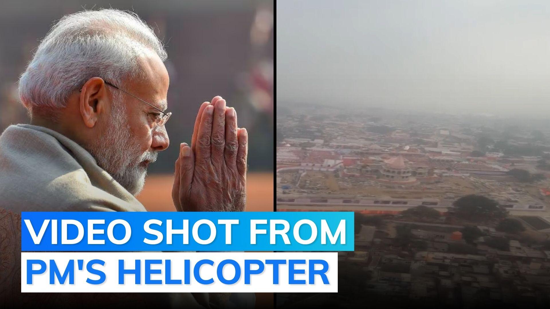 Aerial view of Ayodhya Ram Temple from PM Modi‘s helicopter | Editorji