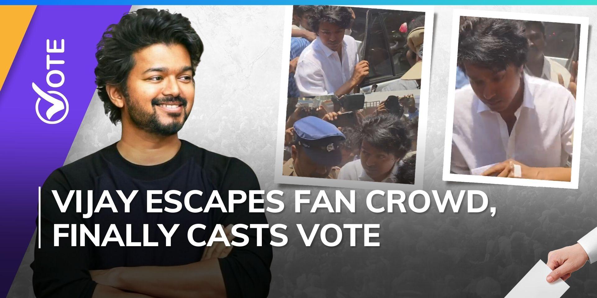 Actor Vijay Thalapathy escapes massive fan crowd as he reached to cast ...