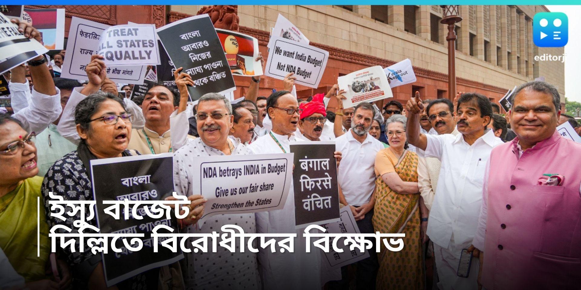 INDIA Block Protest : কুর্সি বাঁচানোর বাজেট, অভিযোগ বিরোধীদের, দিল্লিতে ...