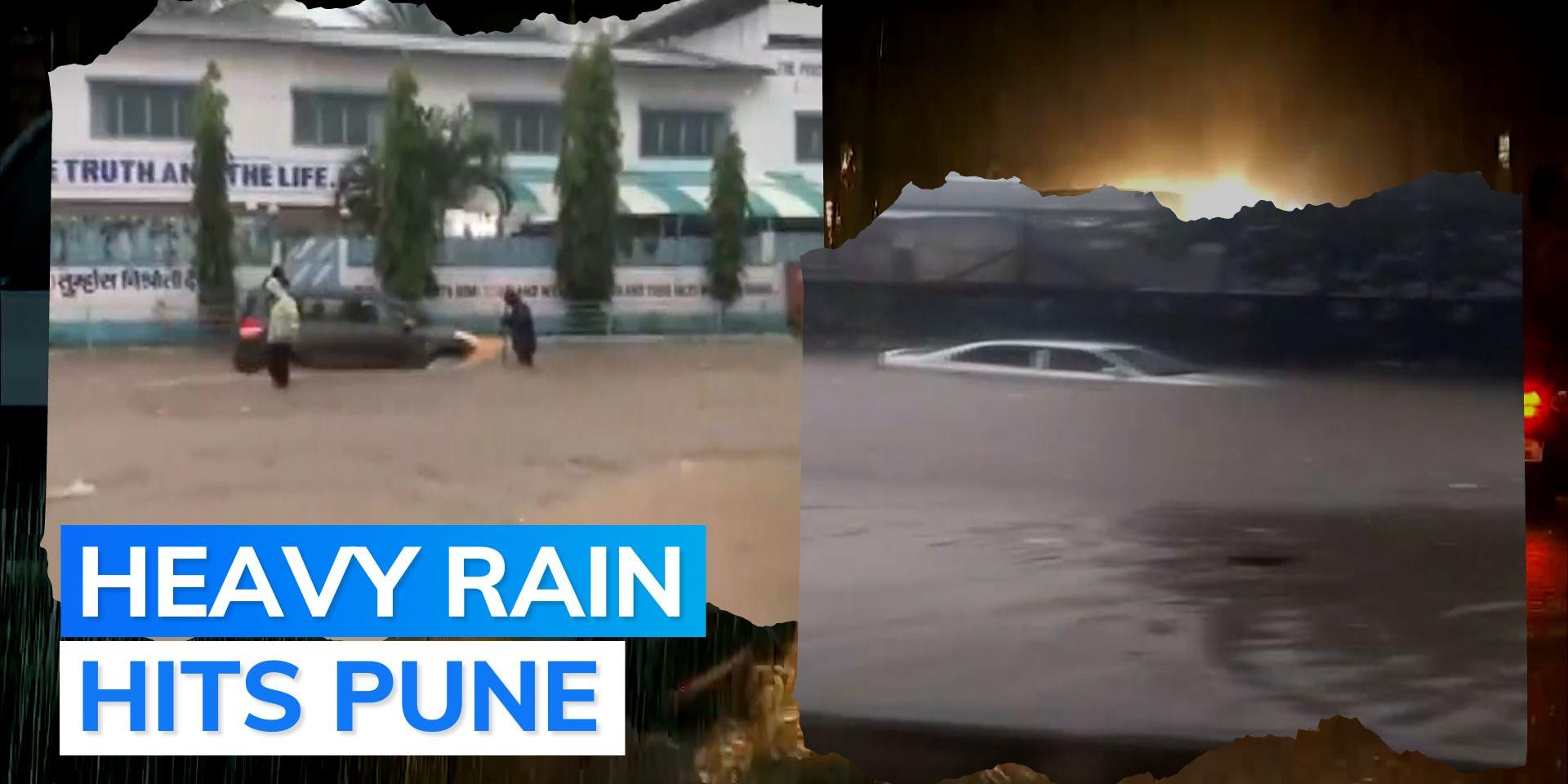 Pune: streets flooded, cars submerged, trees falling - heavy rain ...