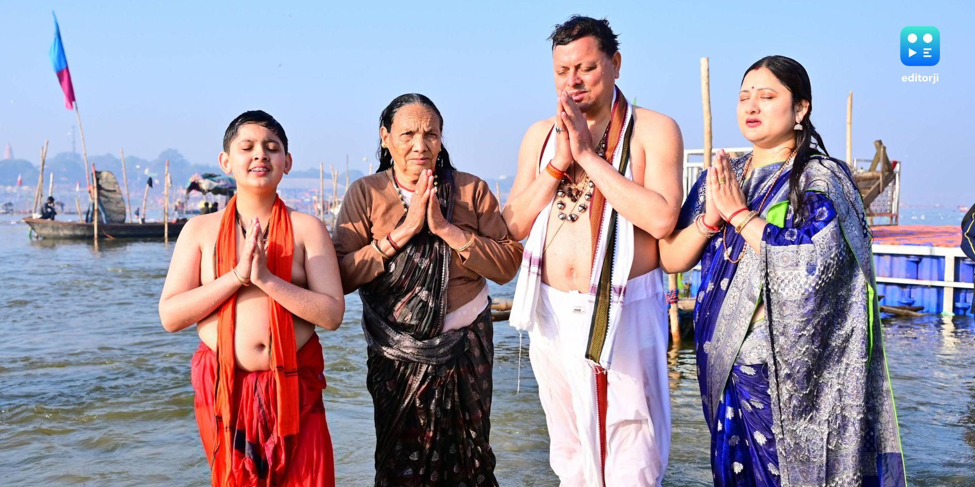 ‘Unforgettable moment’ Uttarakhand CM Dhami takes holy dip in Sangam ...
