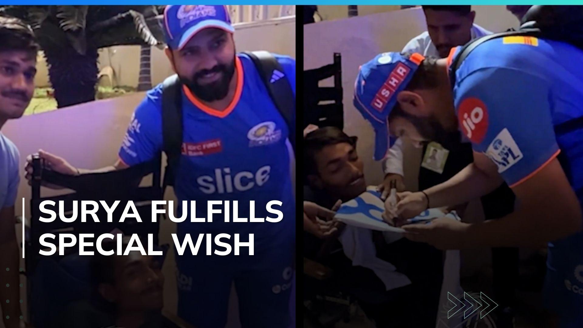 Watch: Suryakumar Yadav‘s sweet gesture for differently-abled fan of Rohit Sharma | MI vs KKR ...