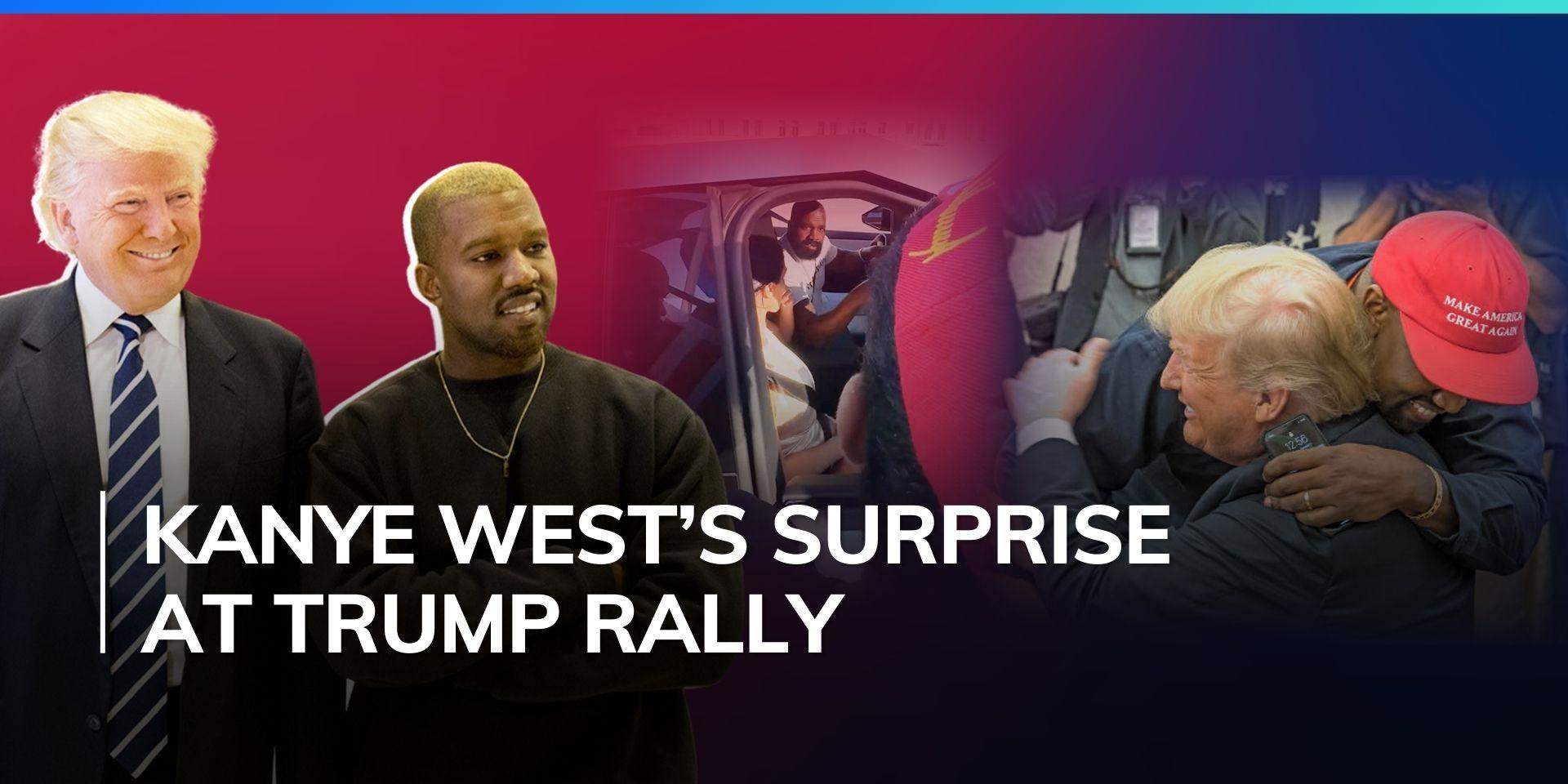Kanye West makes surprise appearance at Trump rally in Tesla Cybertruck ...