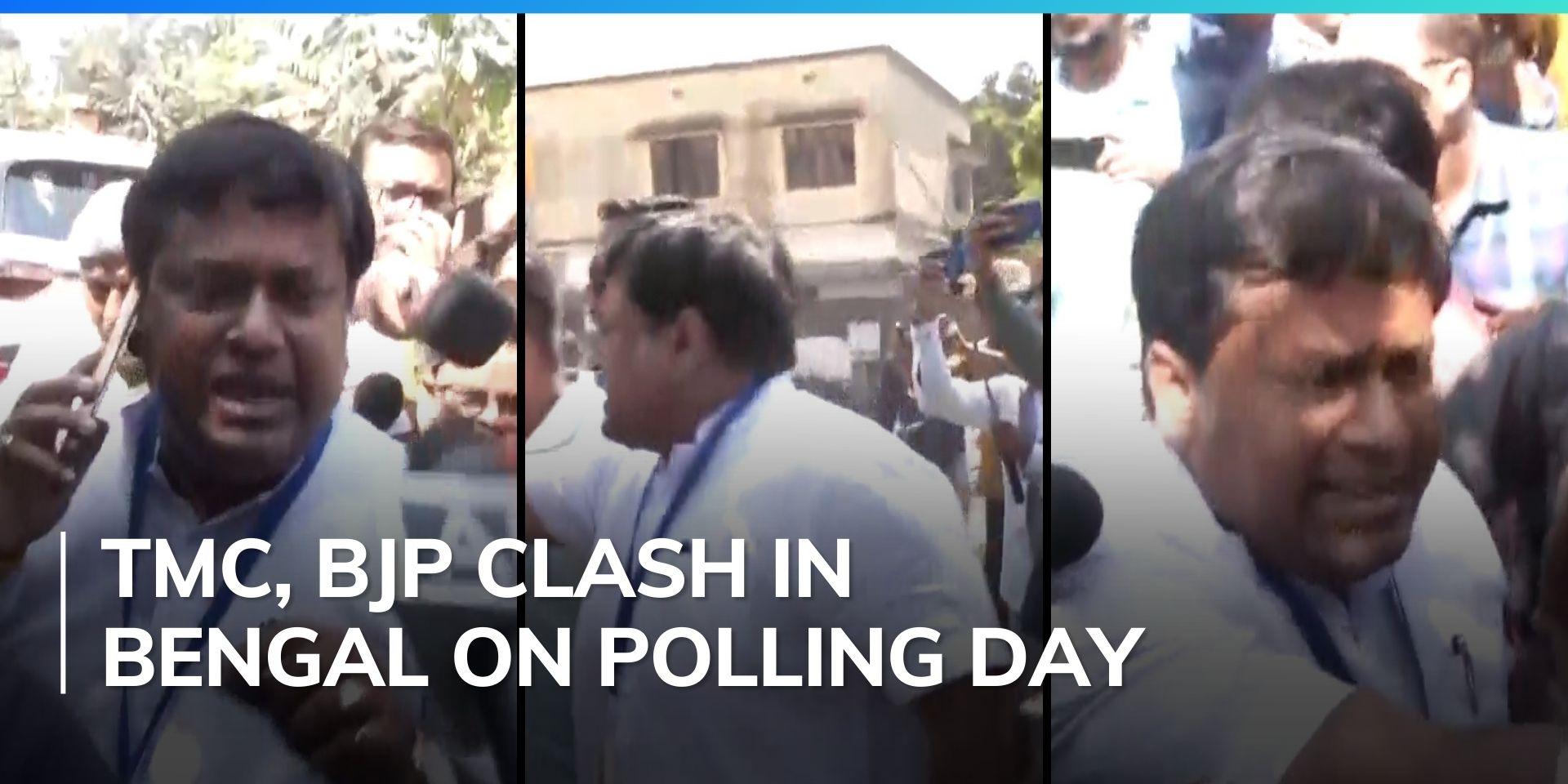 Watch: scuffle breaks out between BJP‘s Sukanta Majumdar and TMC workers in Balurghat | Editorji