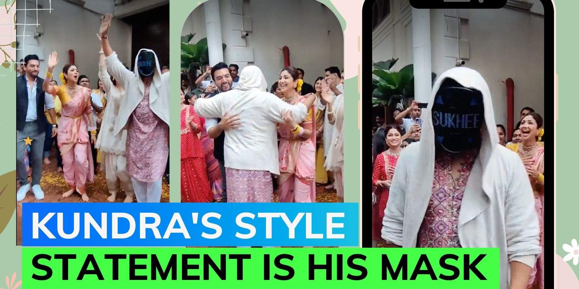 Raj Kundra sports a black glossy mask as he dances with Shilpa Shetty ...