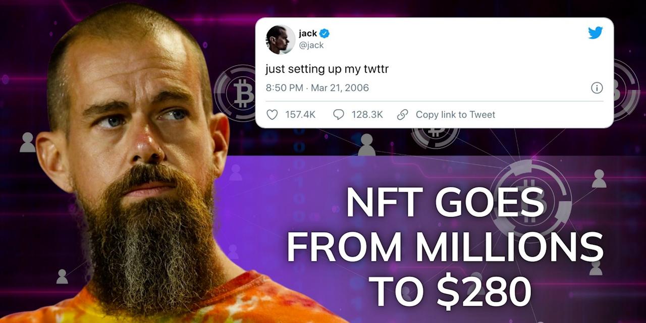 Jack Dorsey‘s first tweet NFT value dropped from $2.9 million to just ...