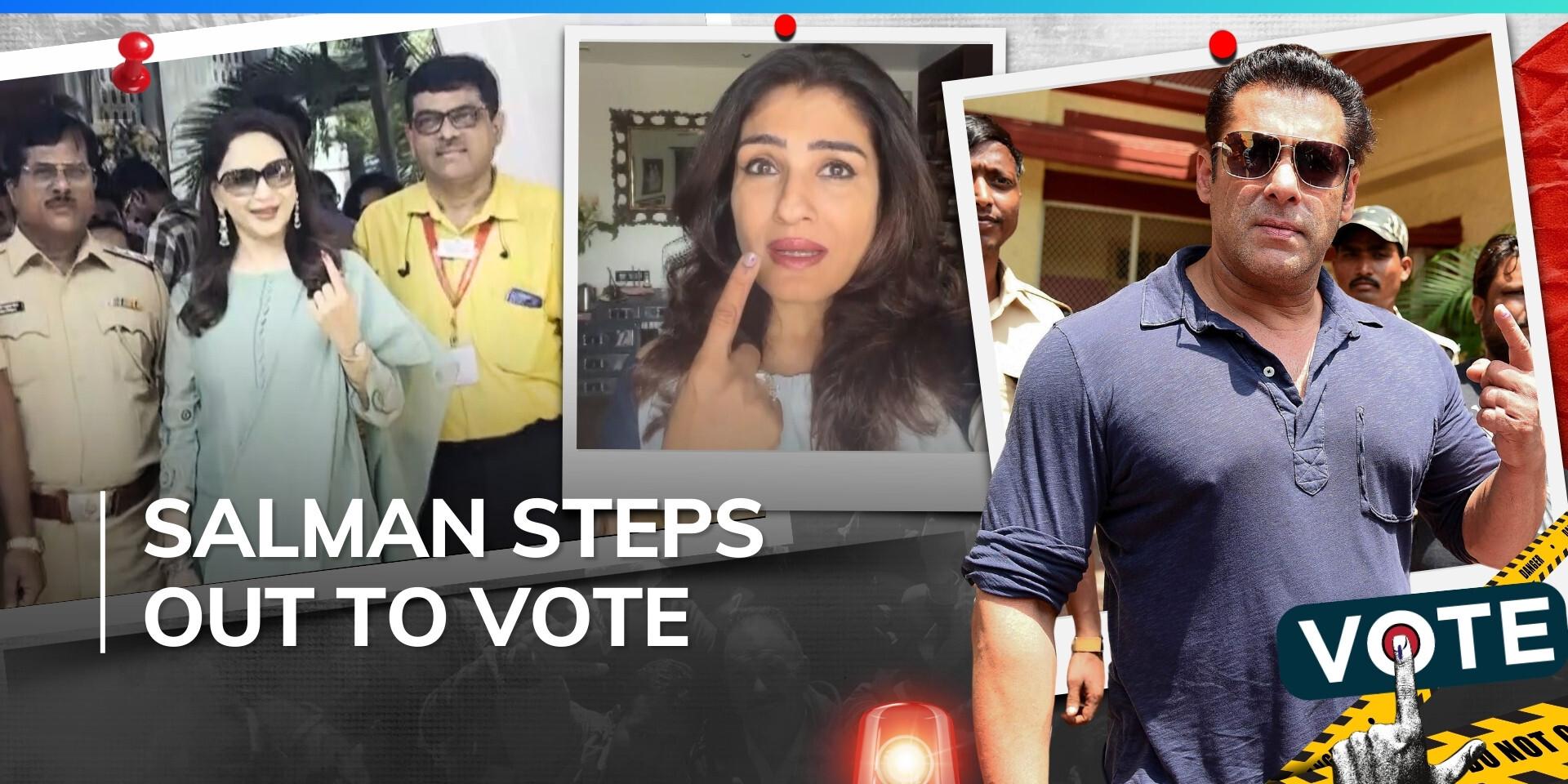 Salman Khan casts his vote amid heavy security, Madhuri Dixit & Mahima Choudhary also spotted ...