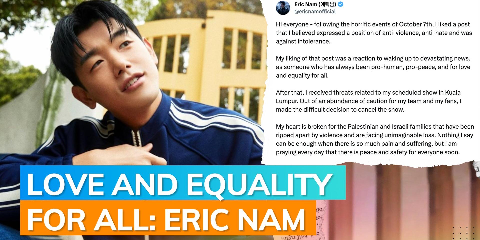 Eric Nam extended clarification for liking a post about the Israel ...