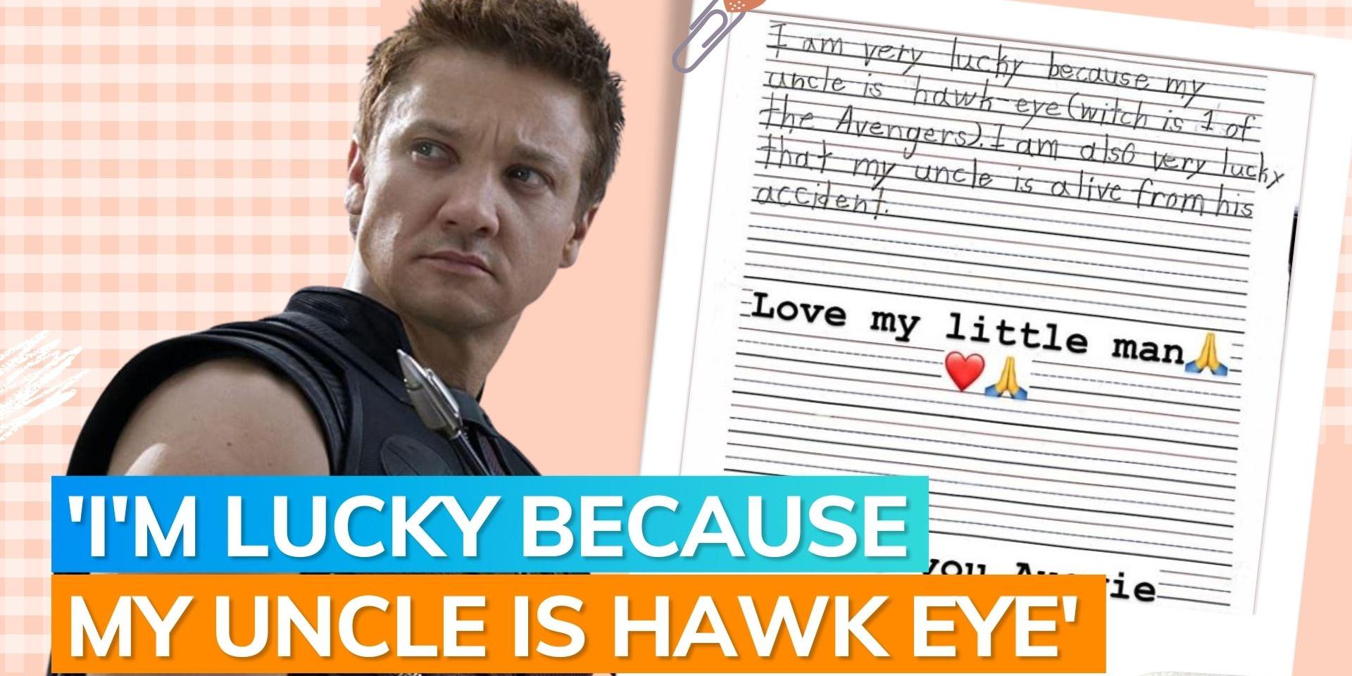 Jeremy Renner shares a heartfelt note by nephew as he recovers from ...