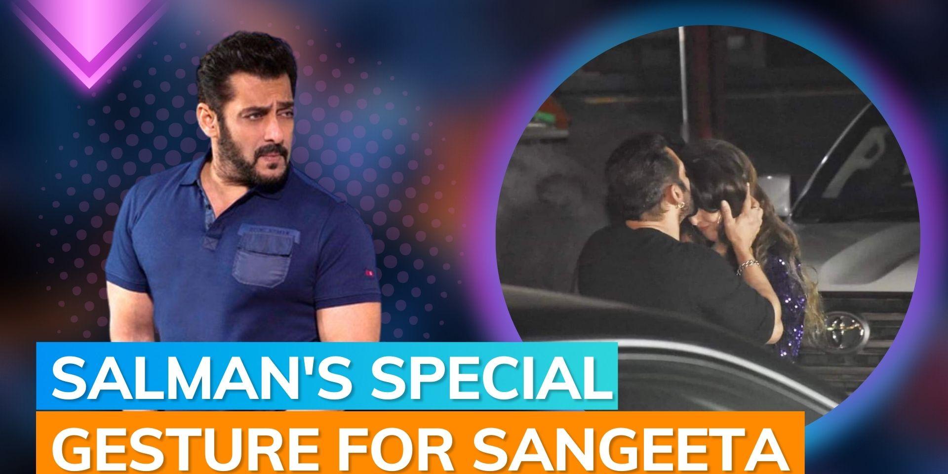 Salman Khan kisses ex-girlfriend Sangeeta Bijlani‘s forehead as she leaves from his birthday ...