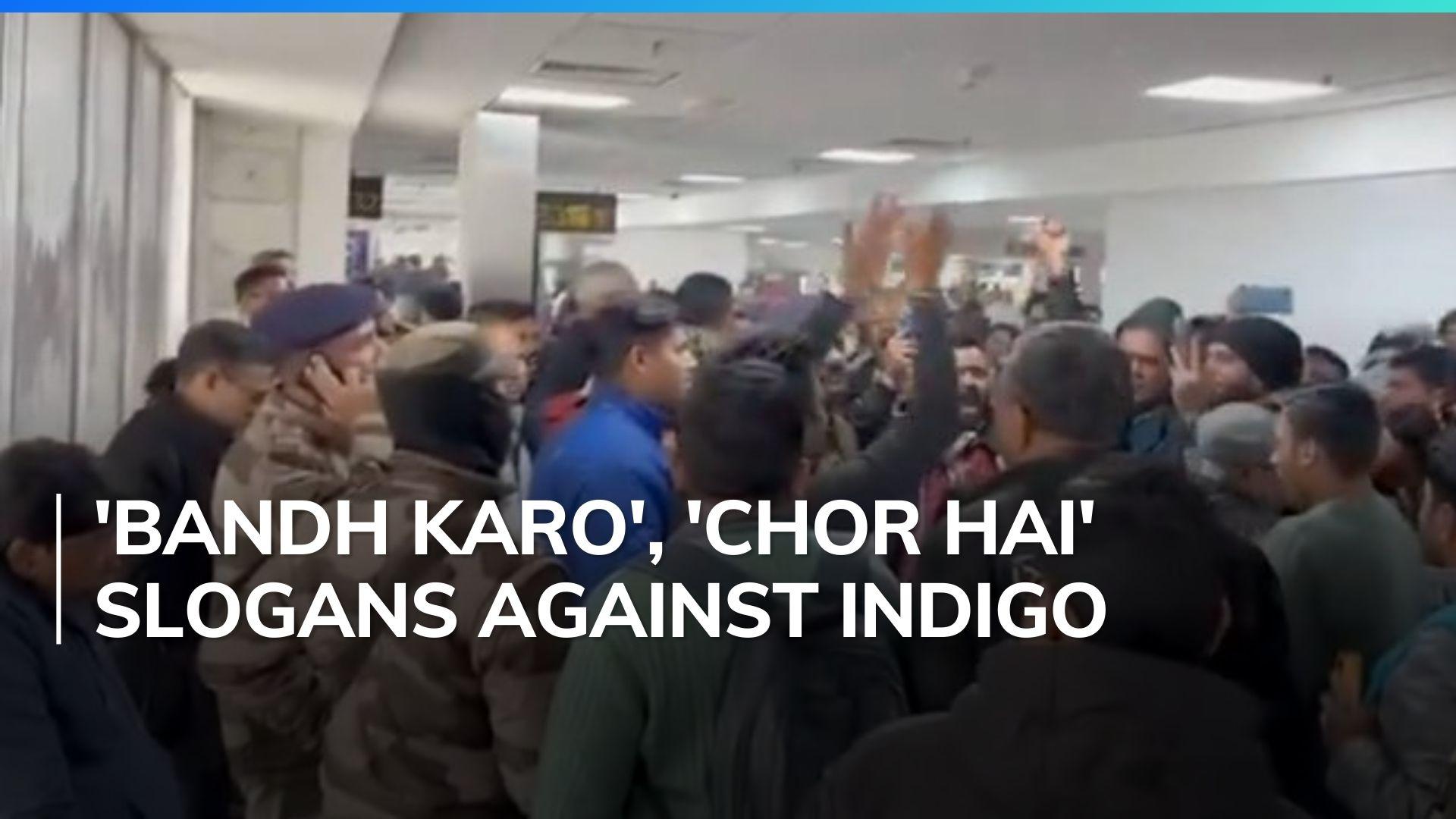 Watch: passengers shout slogans against Indigo after flight gets ...