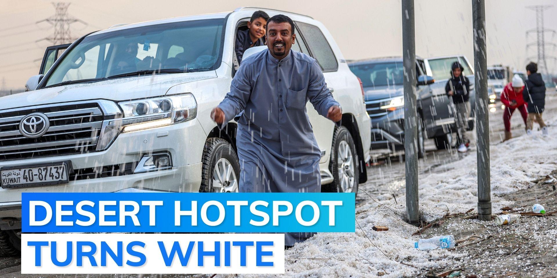 Kuwait hit by hail storm due to rare weather event, delight citizens ...