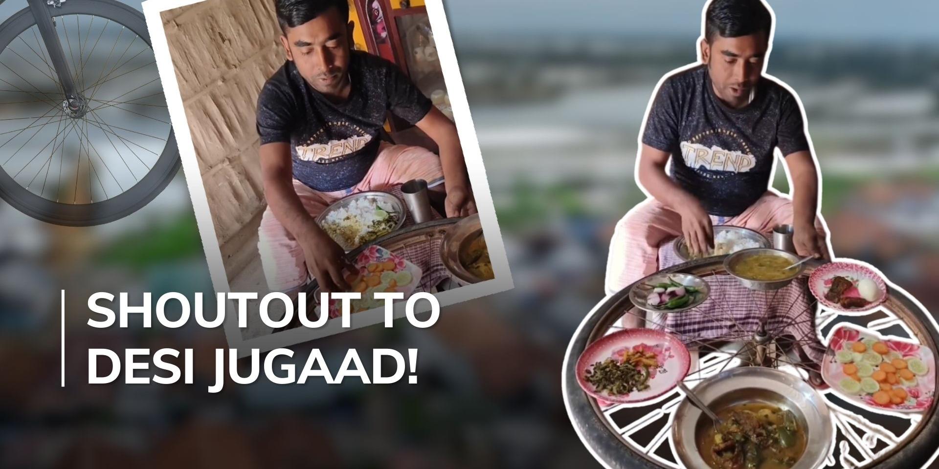 Cycle tyre turns into dining table: Internet buzzes over man‘s ’Desi ...