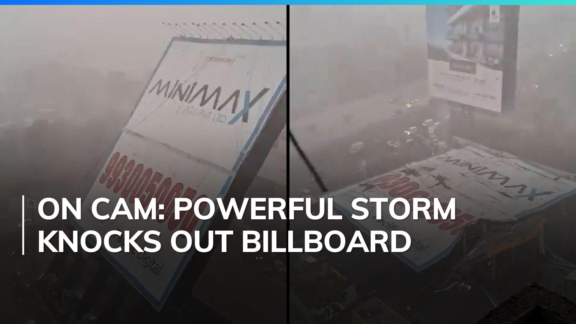 Watch: Massive billboard crashes during storm, several feared trapped ...