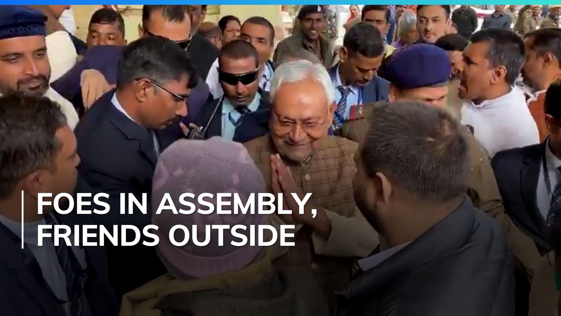 Watch: Nitish, Lalu exchange pleasentries outside Bihar assembly days after fallout | Editorji